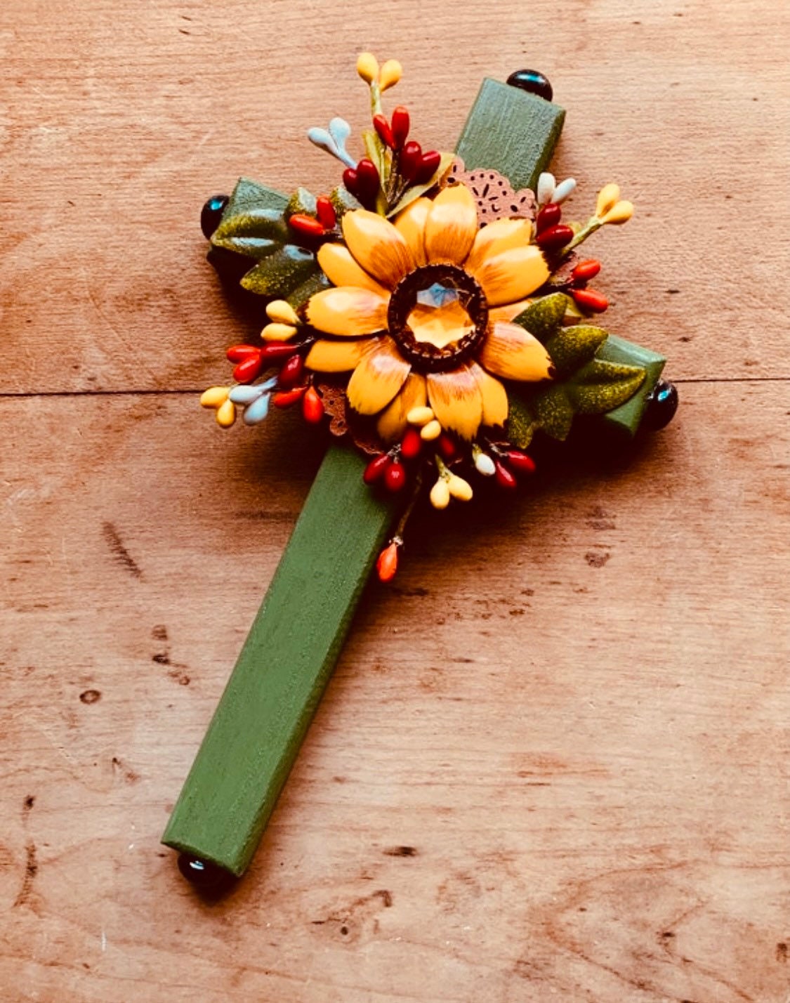 Sunflower Cross, Sunflower Crosses, Handmade Cross, Floral Cross ...