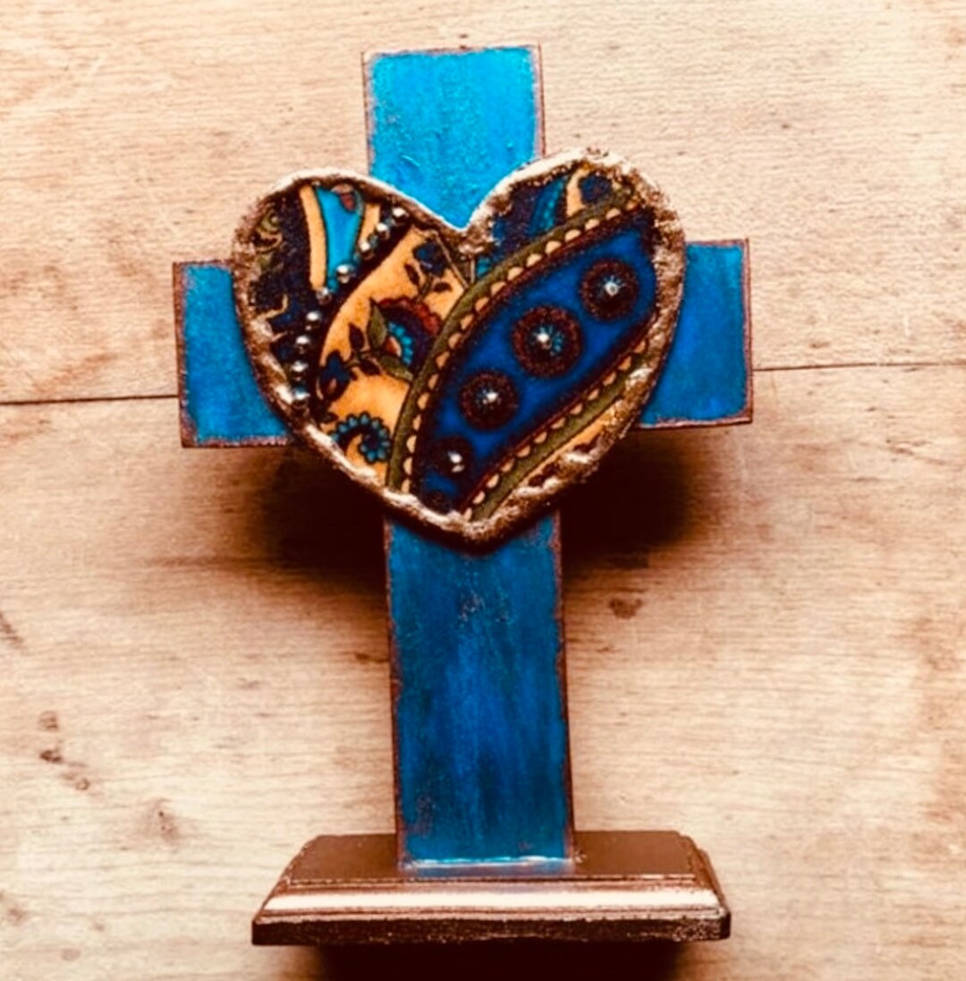 CLEARANCE Cross, Standing Cross, Blue Cross, Religious Gift, Christian ...