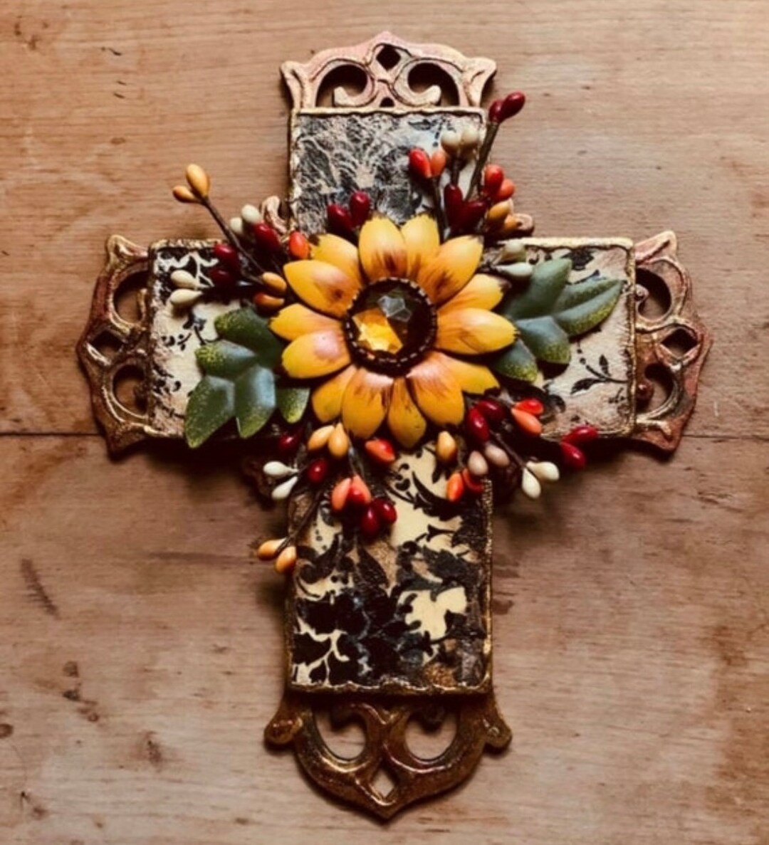 Sunflower Cross, Crosses, Religious Gifts, Christian Gifts, Wall Decor ...