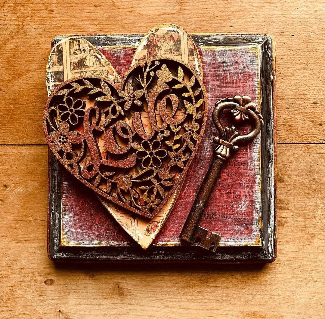 Folk Art Heart, Key to My Heart, Hearts, Love, Valentines, Valentines ...