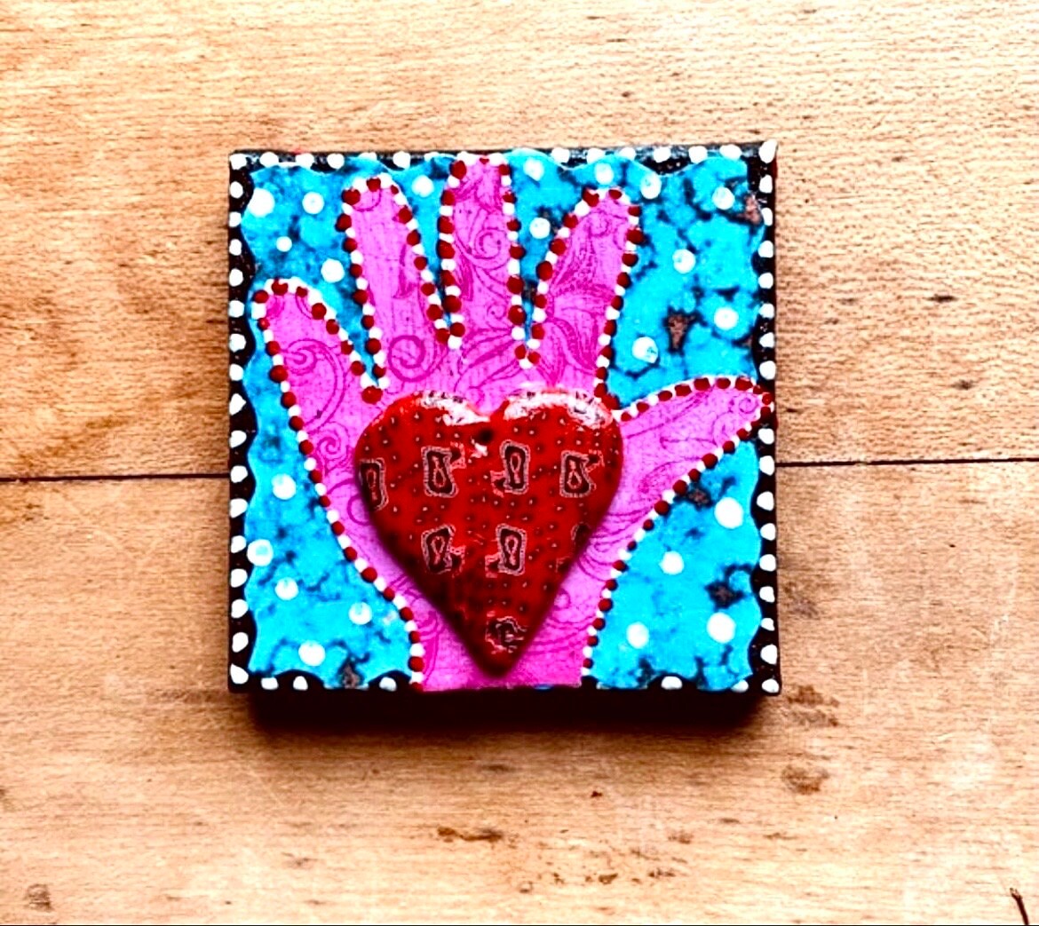 Heart in Hand, Heart in Hand Art, Heart in Hand Wall Decor, Folk Art ...
