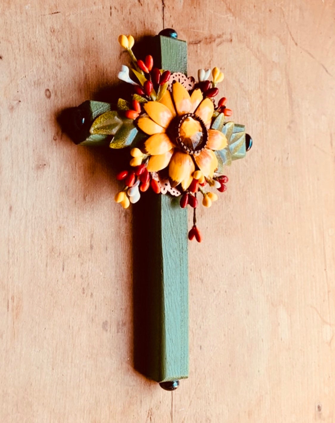 Sunflower Cross, Sunflower Crosses, Handmade Cross, Floral Cross ...