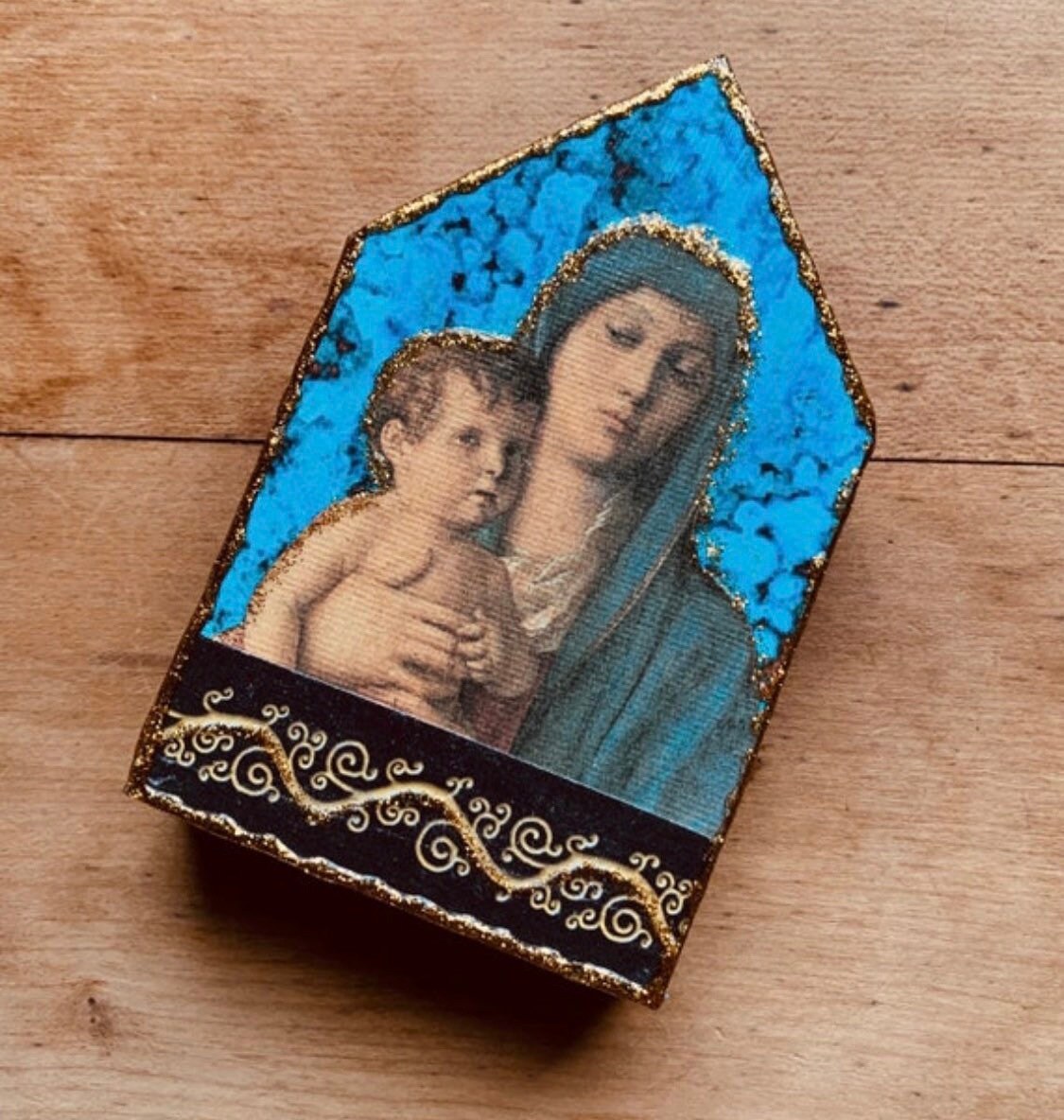 Blessed Mother and Baby Jesus, Little Shrine, Catholic Art Gift, Folk ...