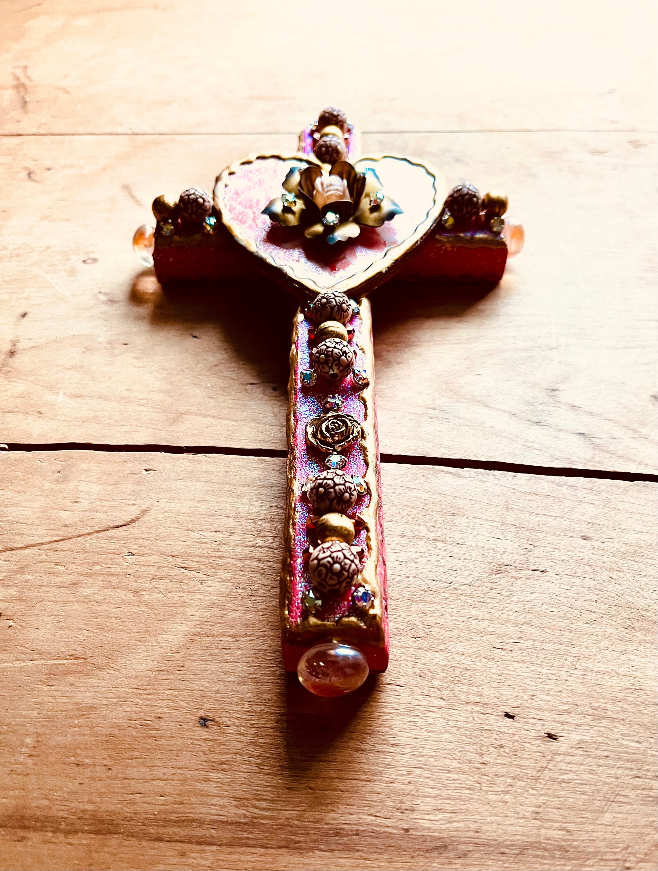 Pink Cross, Floral Cross, Cross Collection, Ooak Cross - Etsy