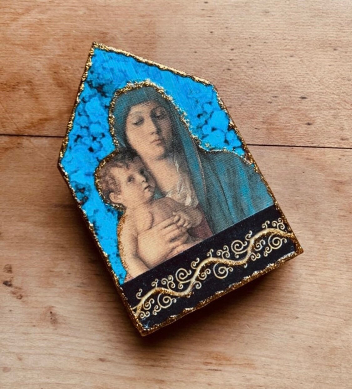 Blessed Mother and Baby Jesus, Little Shrine, Catholic Art Gift, Folk ...