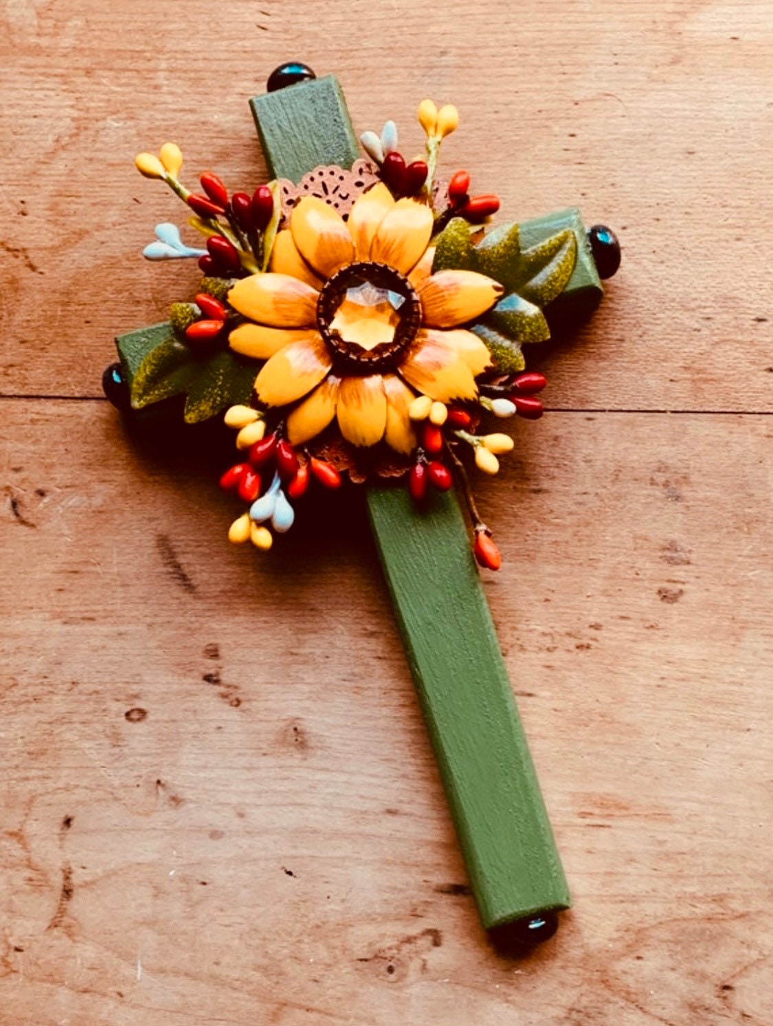 Sunflower Cross, Sunflower Crosses, Handmade Cross, Floral Cross ...
