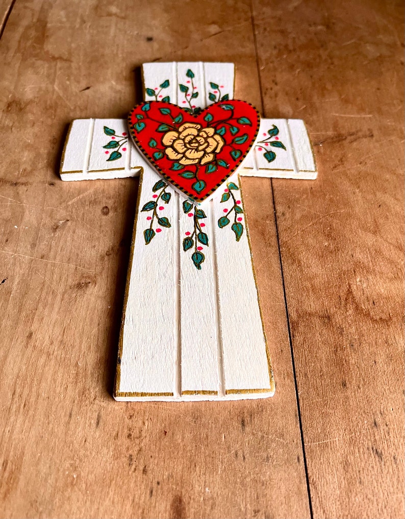 One of a Kind Cross, Hand Painted Wood Cross, Folk Art Cross, Painted ...