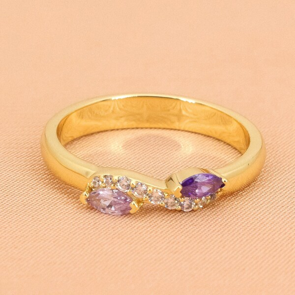 Dual Birthstone Ring - Shop Online - Etsy