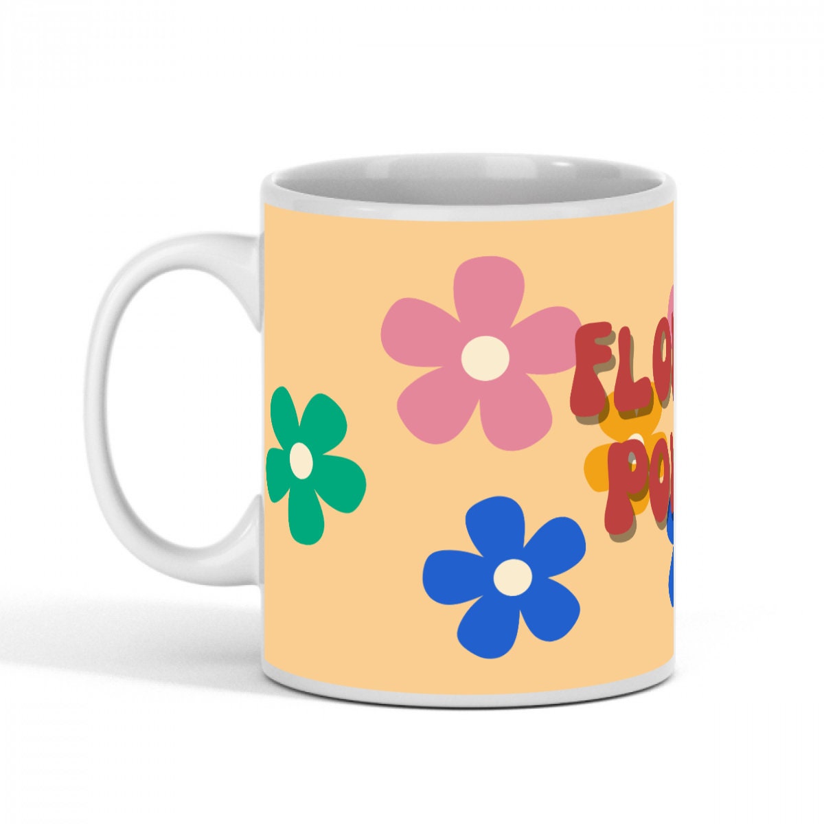 Flower Power 60's Retro Style Glossy Ceramic Mug - Etsy