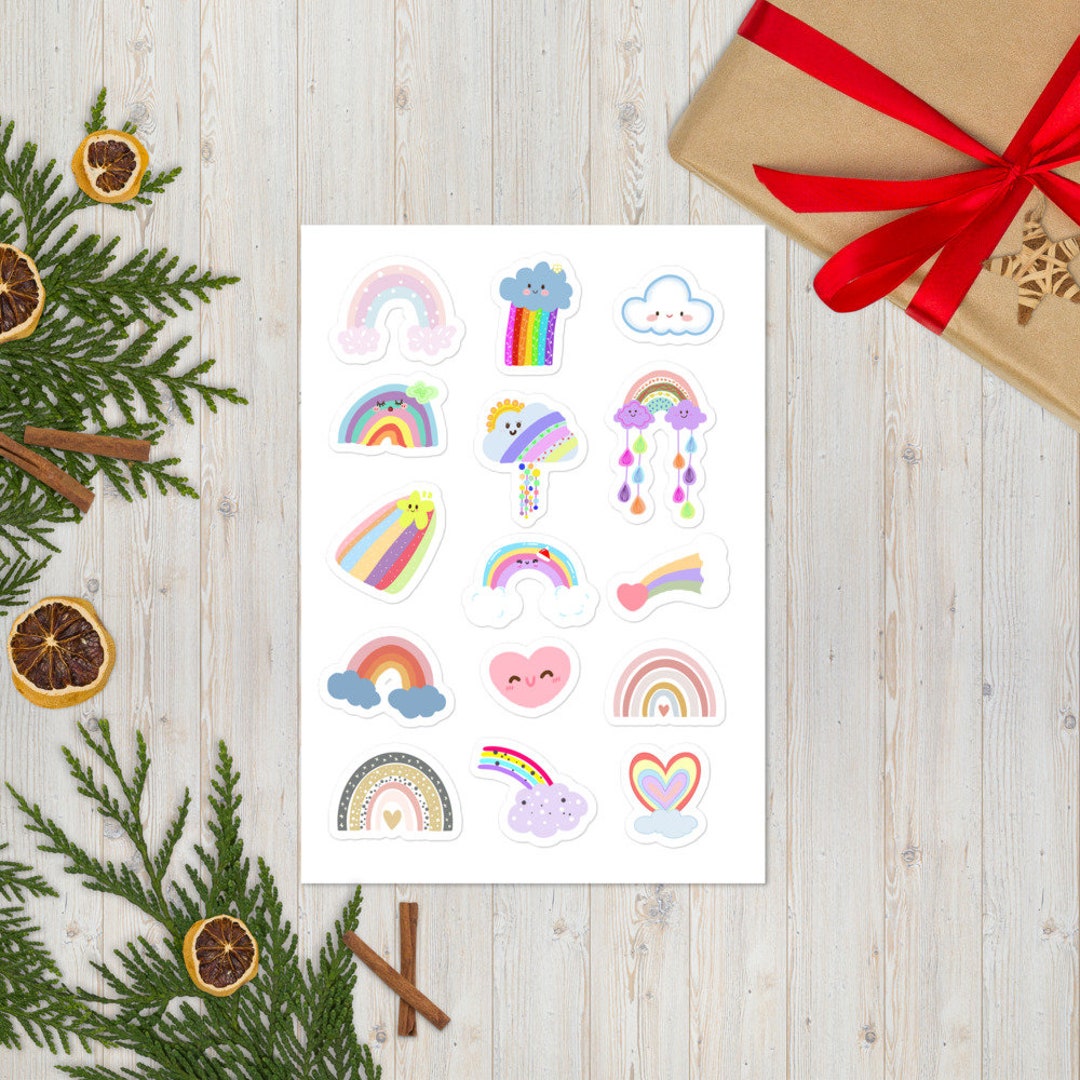 Happy Rainbow Sticker Sheet - Etsy