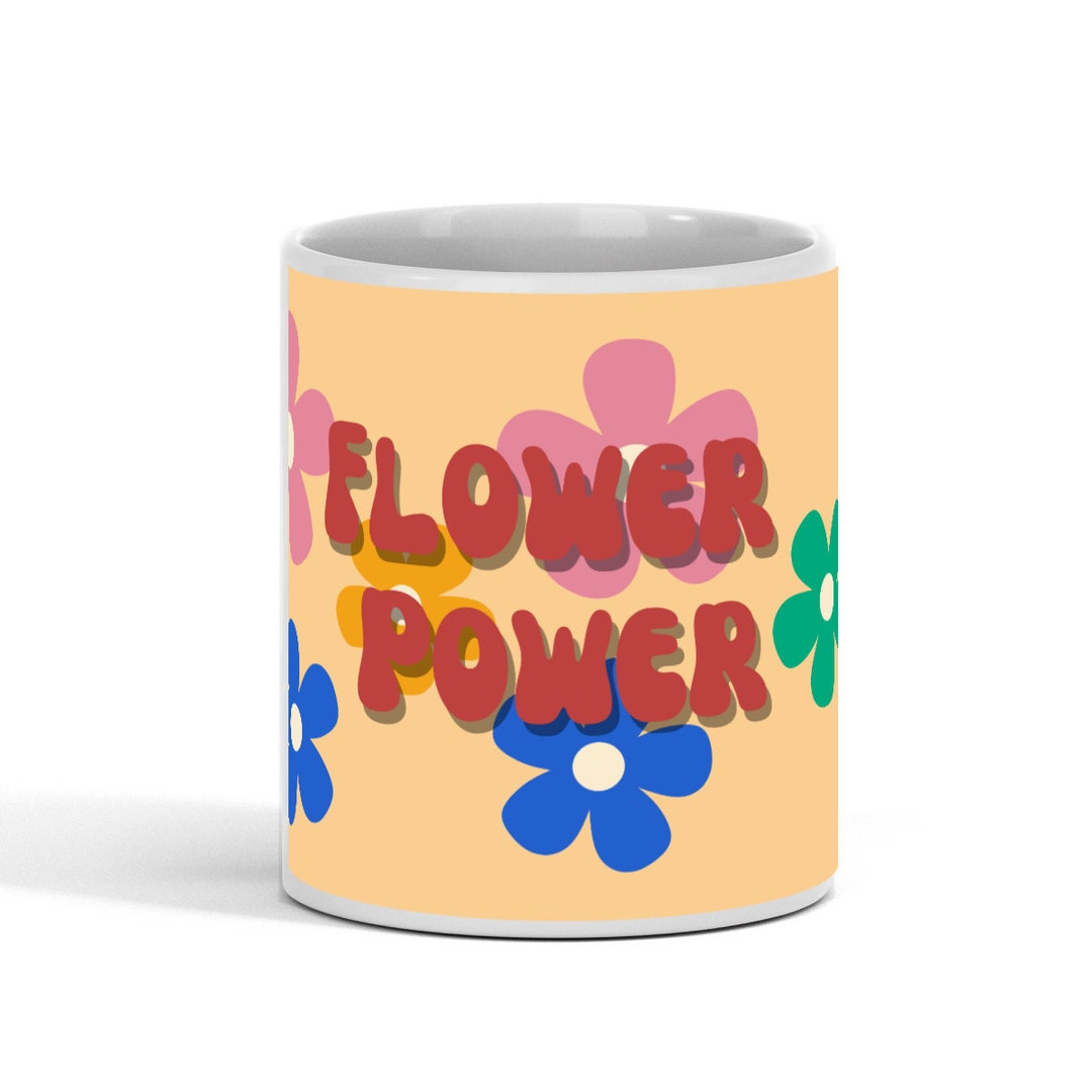 Flower Power 60's Retro Style Glossy Ceramic Mug - Etsy
