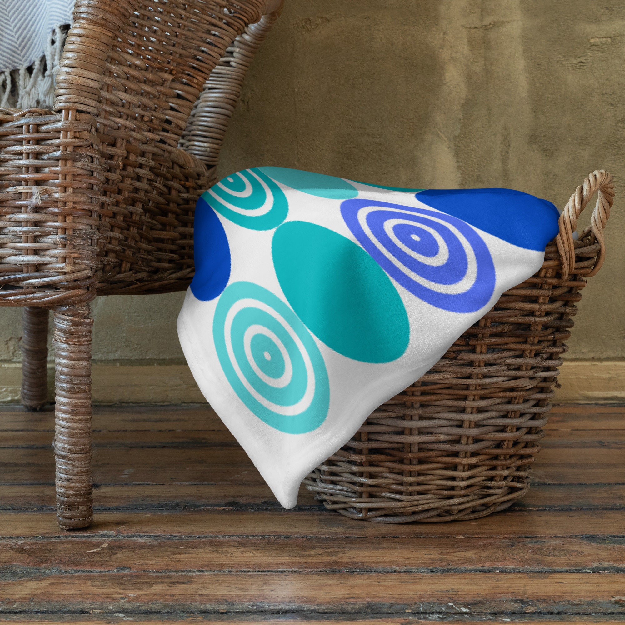Circles blue 70's Retro Style Throw Blanket Dive Into - Etsy