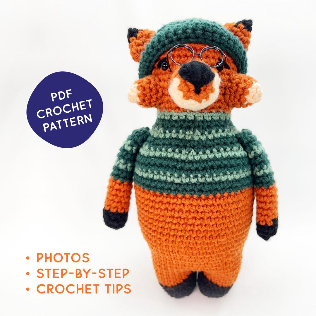 Frederick the Fox Amigurumi Plush Crochet Pattern by Knotty Bear Crochet Woodland Animal Fox ...