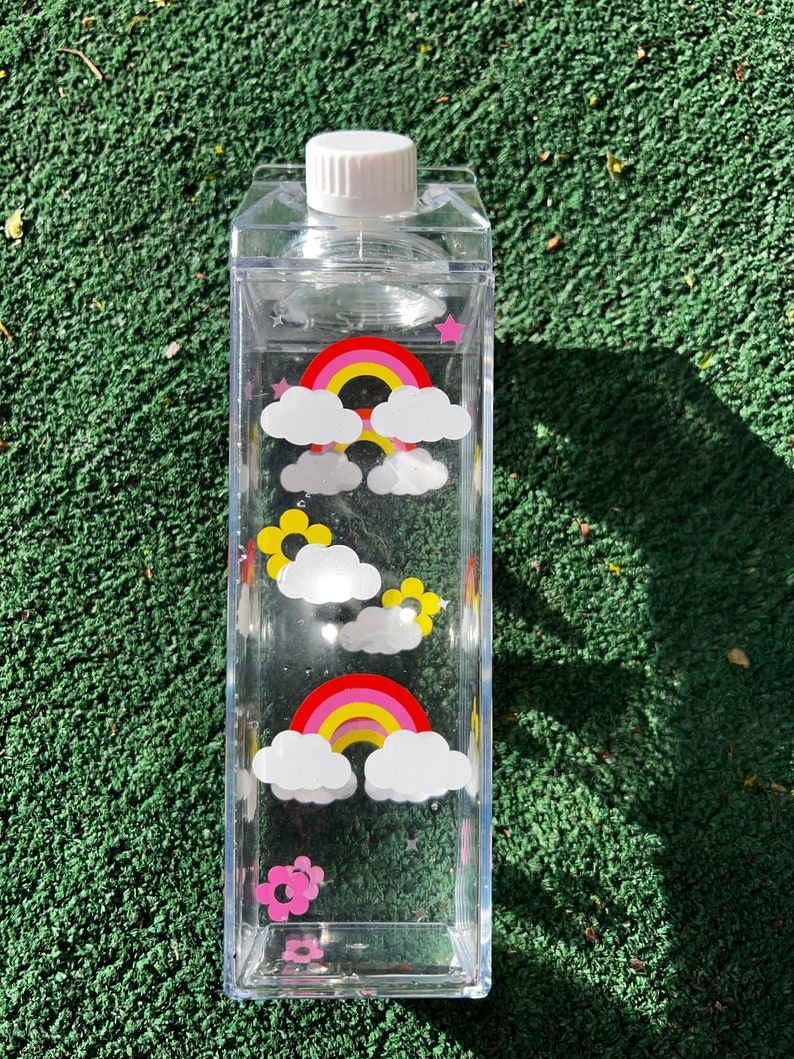 Milk Carton Water Bottle | Rainbow Milk Carton | Rainbow and Clouds ...