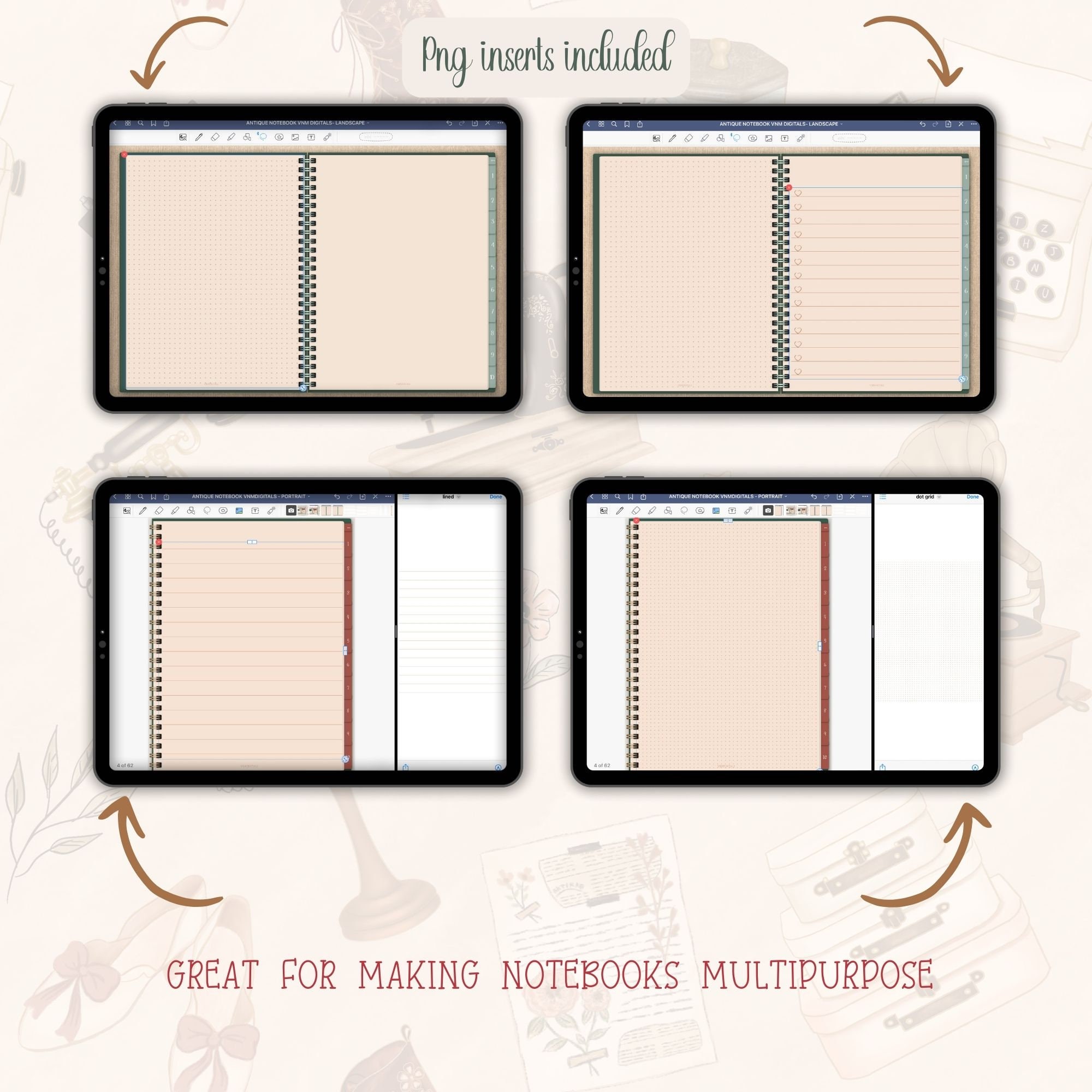 Antique Digital Notebook Set PDF Instant Download - Etsy