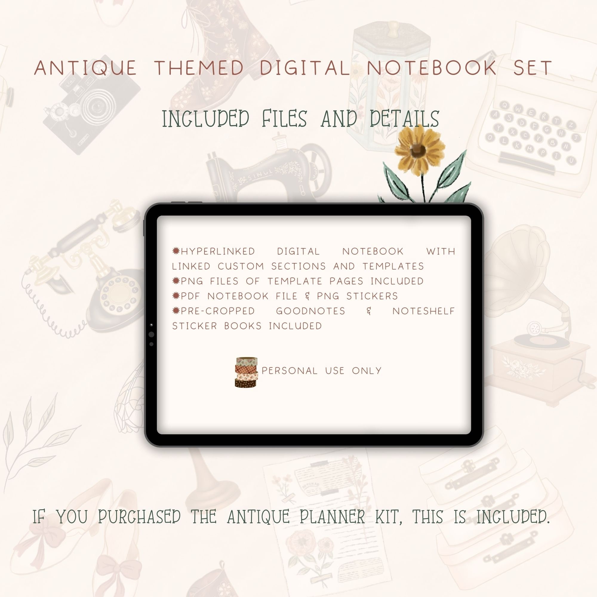 Antique Digital Notebook Set PDF Instant Download - Etsy