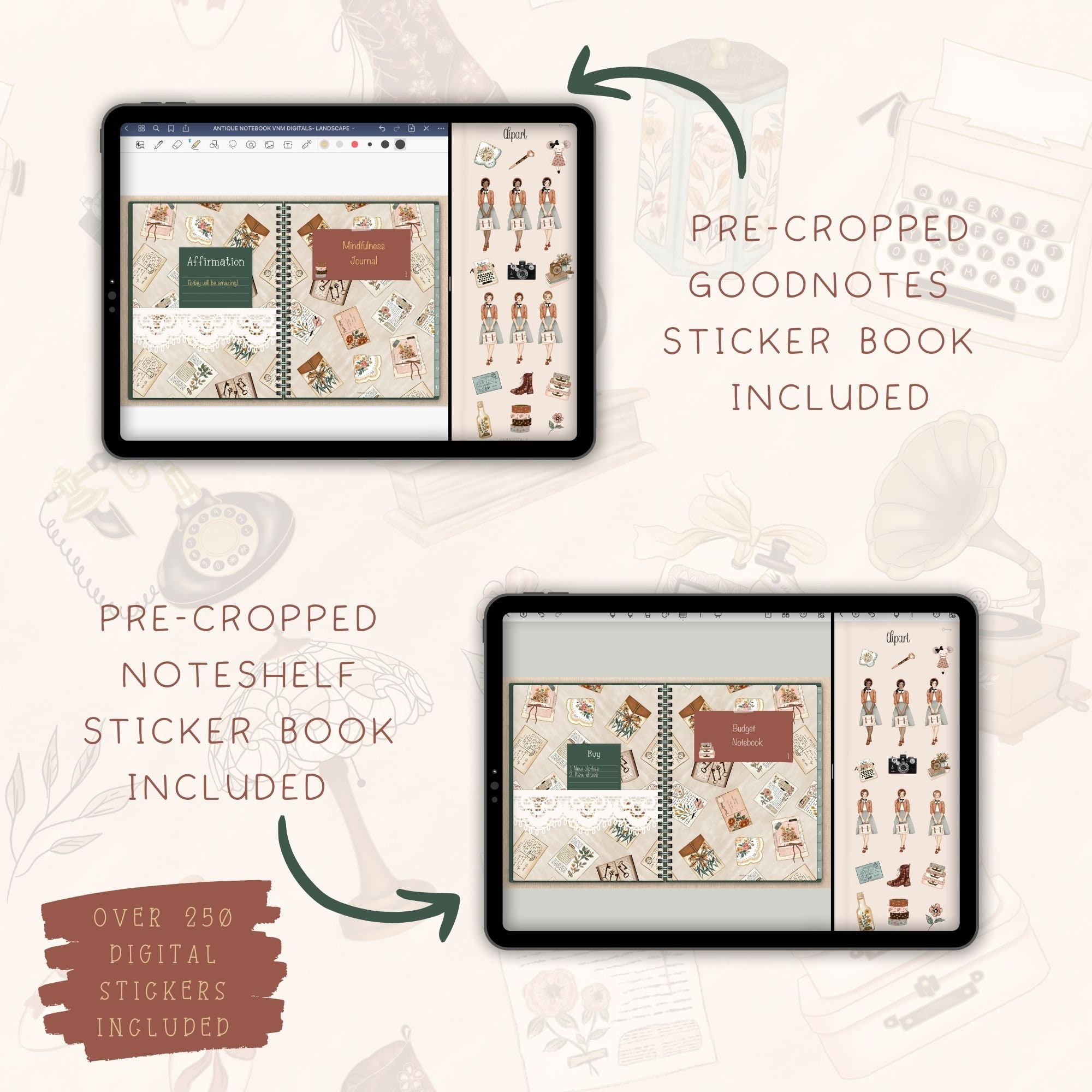 Antique Digital Notebook Set PDF Instant Download - Etsy