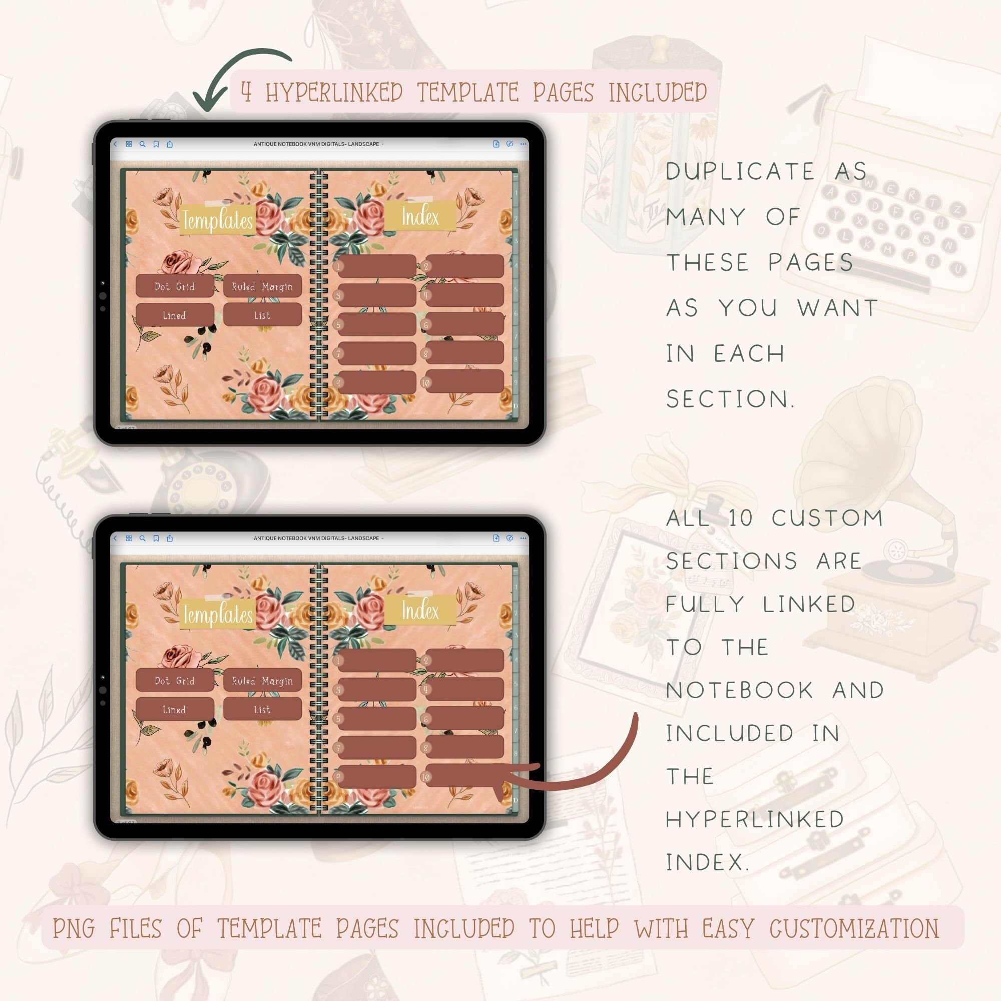 Antique Digital Notebook Set PDF Instant Download - Etsy