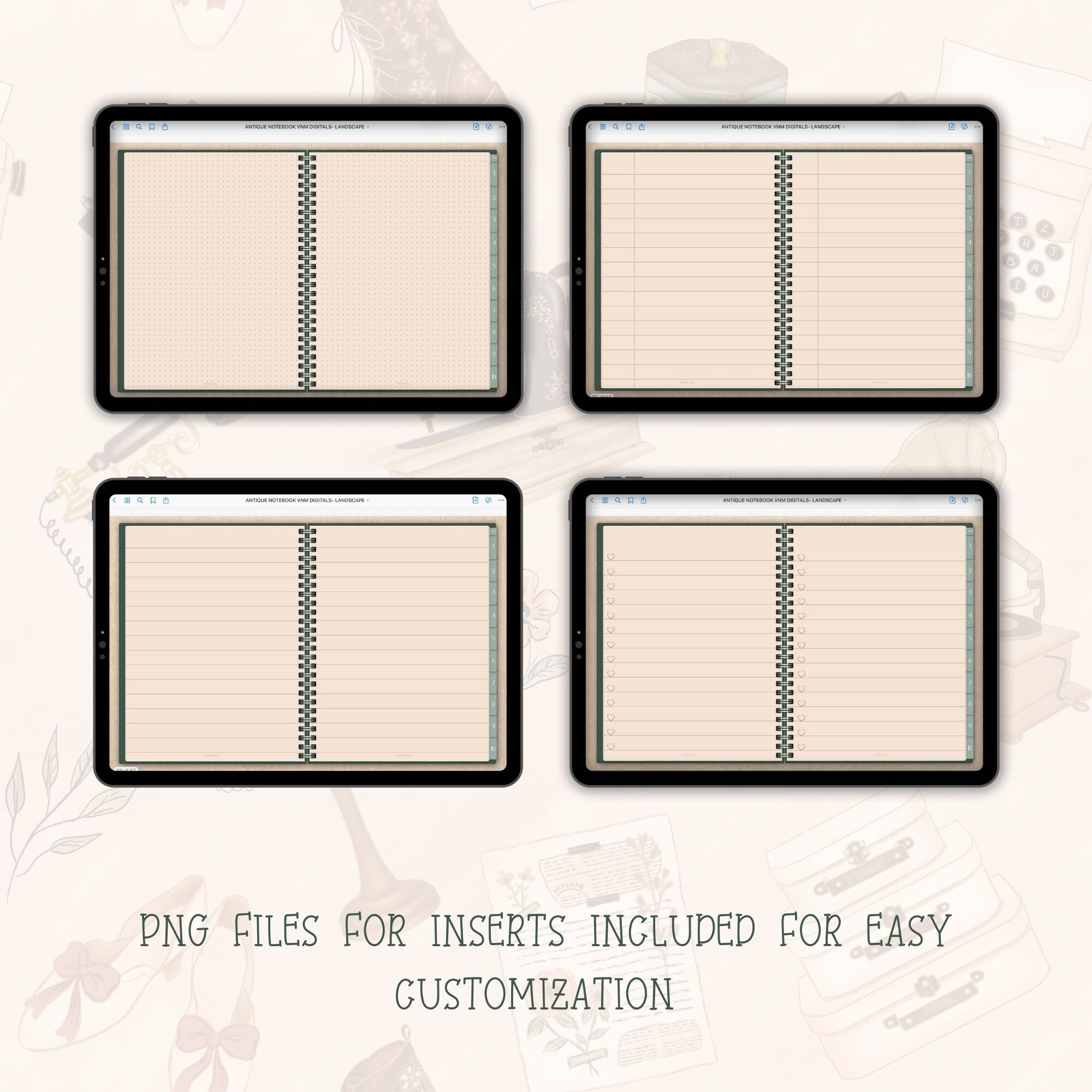 Antique Digital Notebook Set PDF Instant Download - Etsy