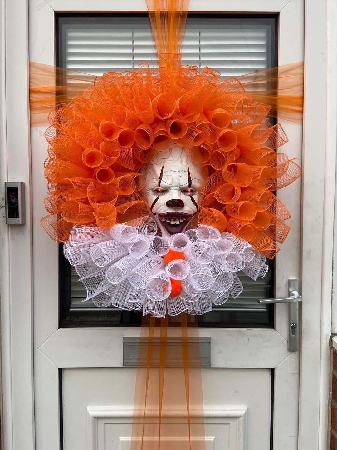 Pennywise Halloween Wreath, Handmade, Eyes Light up Red. Sprayed With ...