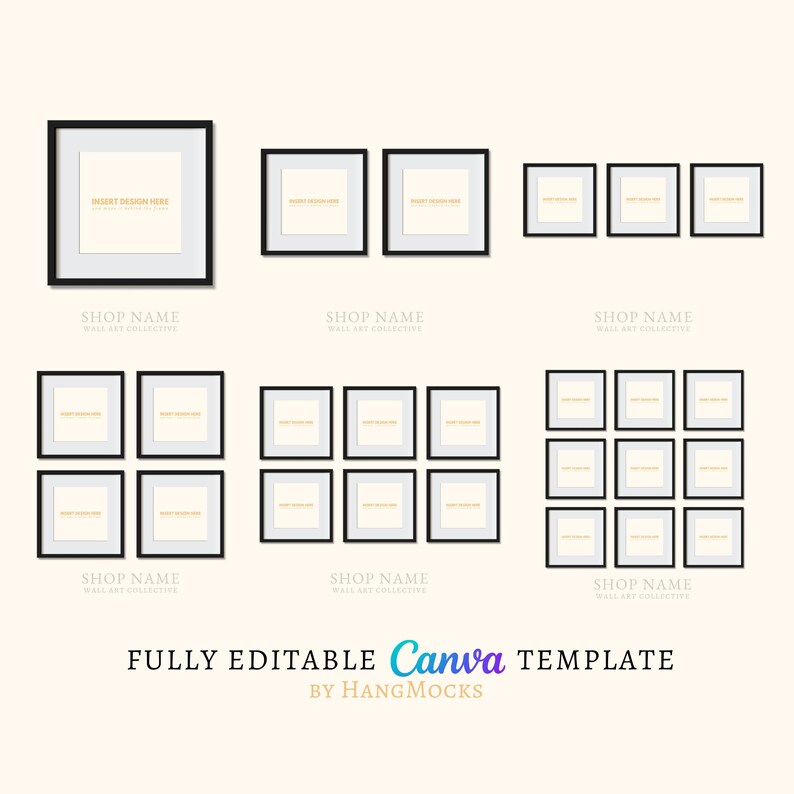 Black Square Frame Mockup 10x10 Frame Mock up for Wallart - Etsy