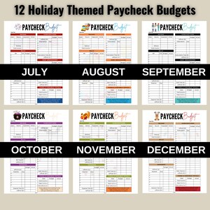 Paycheck Budget Bundle - 12 Holiday Themed Templates - Digital PDF - Etsy