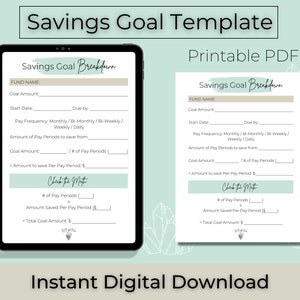 Savings Goal Template - Digital Download - Printable PDF - Etsy