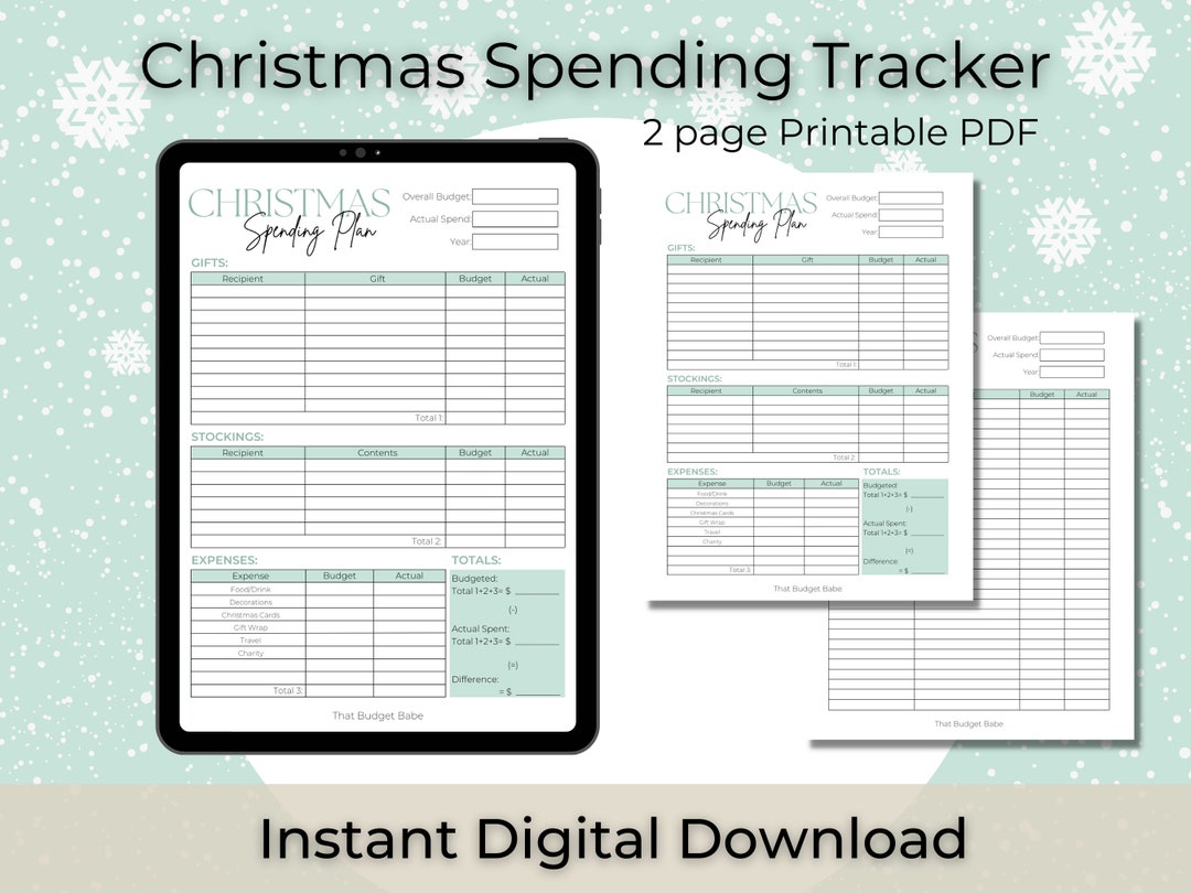 Christmas Spending Tracker: Holiday Budget Planner (PDF) - Etsy