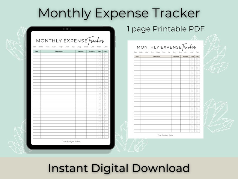 Monthly Expense Tracker: Printable Budgeting Template (digital Download ...
