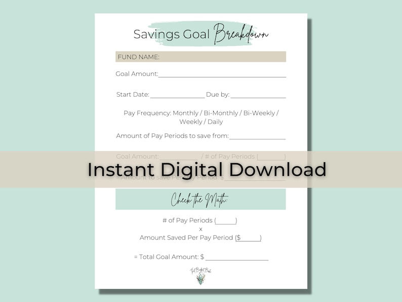 Savings Goal Template Digital Download Printable PDF - Etsy