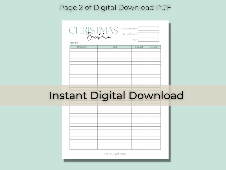 Christmas Spending Tracker Holiday Budget Template - Etsy