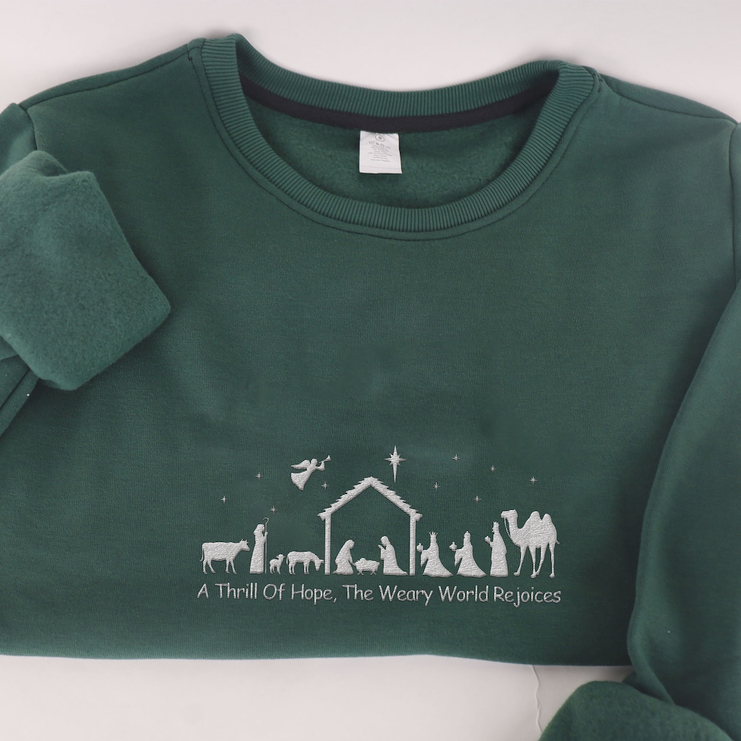 Embroidered Nativity Scene Sweatshirt for Christian Gift, Jesus ...