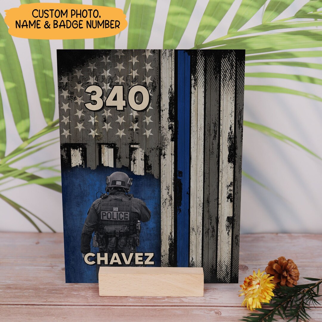 Personalized Police Officer Wood Sign Custom Photo American - Etsy