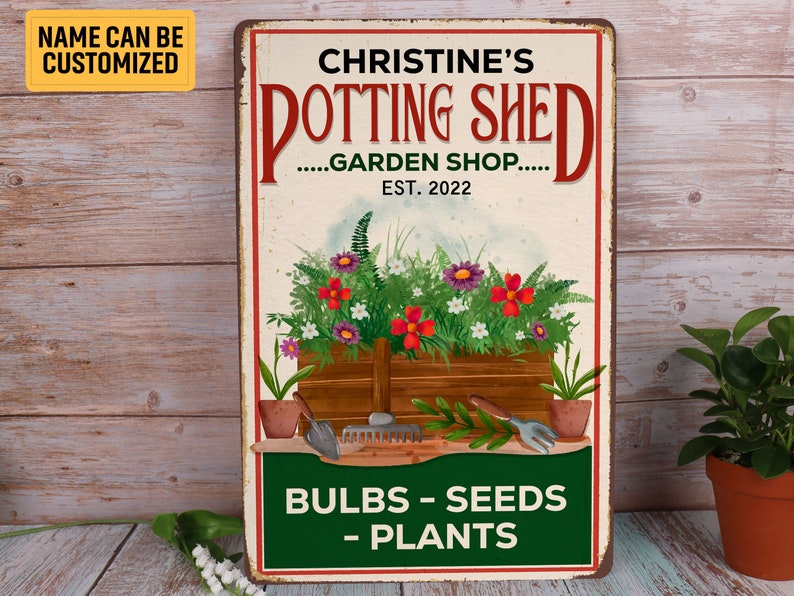 Personalized Potting Shed Garden Shop Metal Sign Garden Sign Potting ...