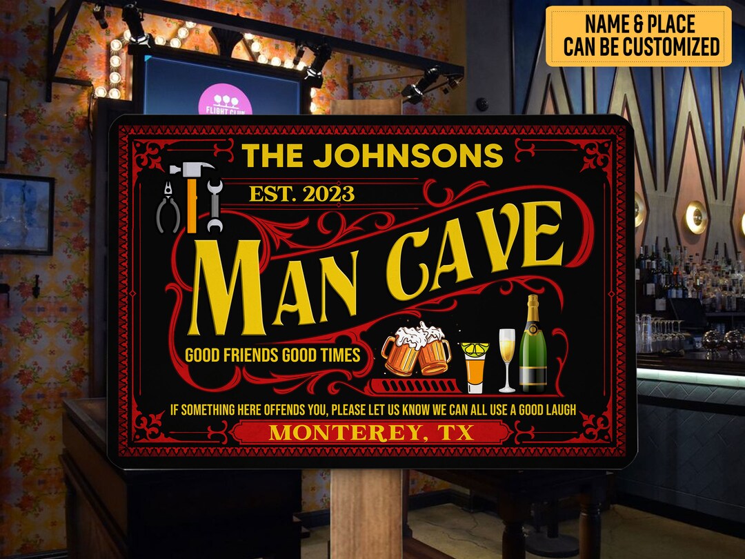 Personalized Man Cave Metal Sign He Shed Sign Funny Gift for Men Man ...
