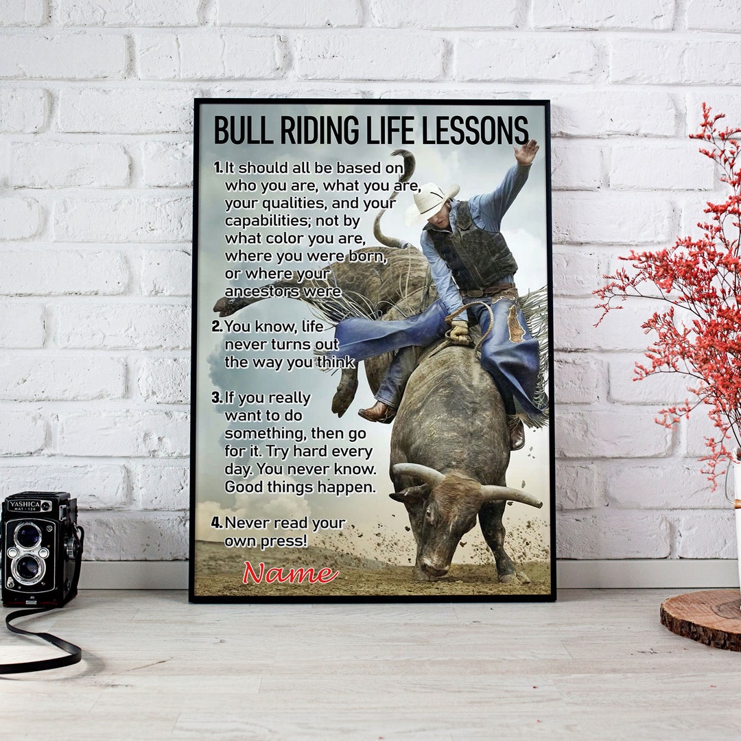 Bull Riding Life Lessons Personalized Bull Riding Poster Canvas Print ...