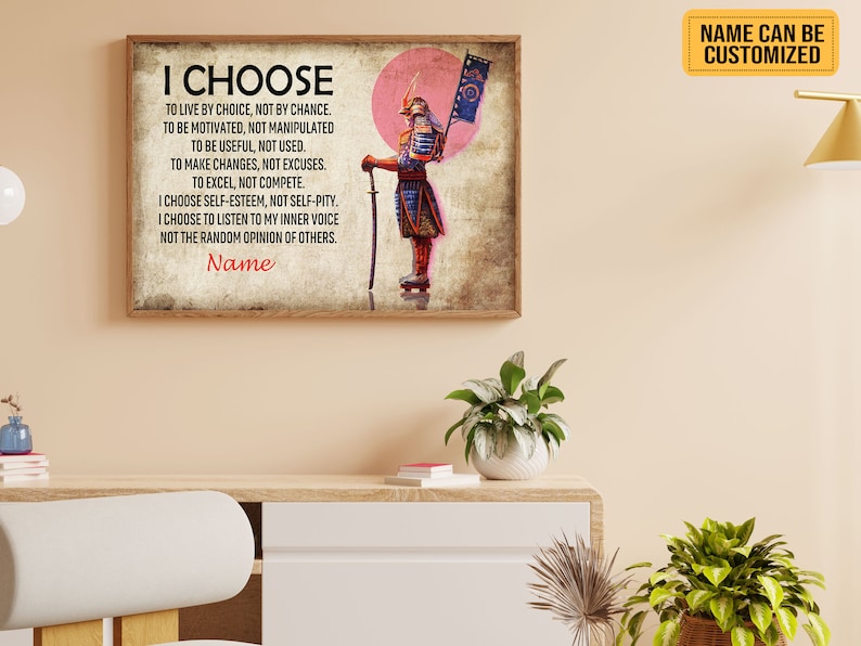 Custom Name I Choose Samurai Poster Canvas Print Vintage Japanese ...