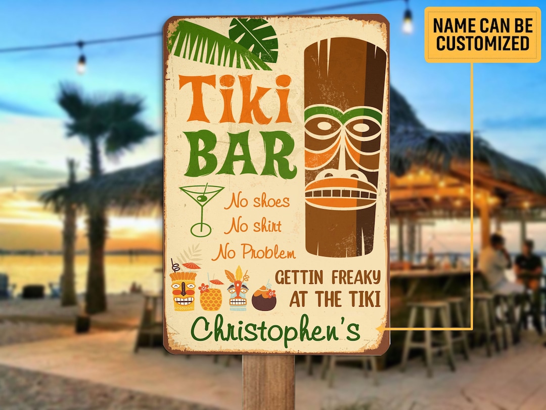 Personalized Tiki Bar Metal Sign, Tiki Bar Sign, Tropical Cocktail Tiki ...