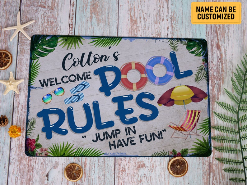 Personalized Swimming Pool Sign Pool Rules Metal Sign - Etsy
