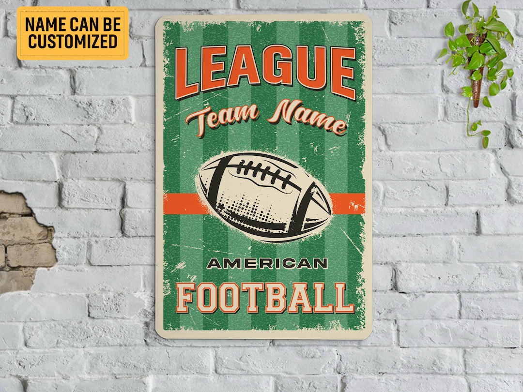 Custom Team Name League American Football Metal Sign Vintage Football ...