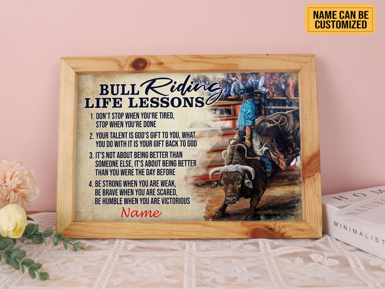 Bull Riding Life Lessons Personalized Bull Riding Poster Canvas Print ...
