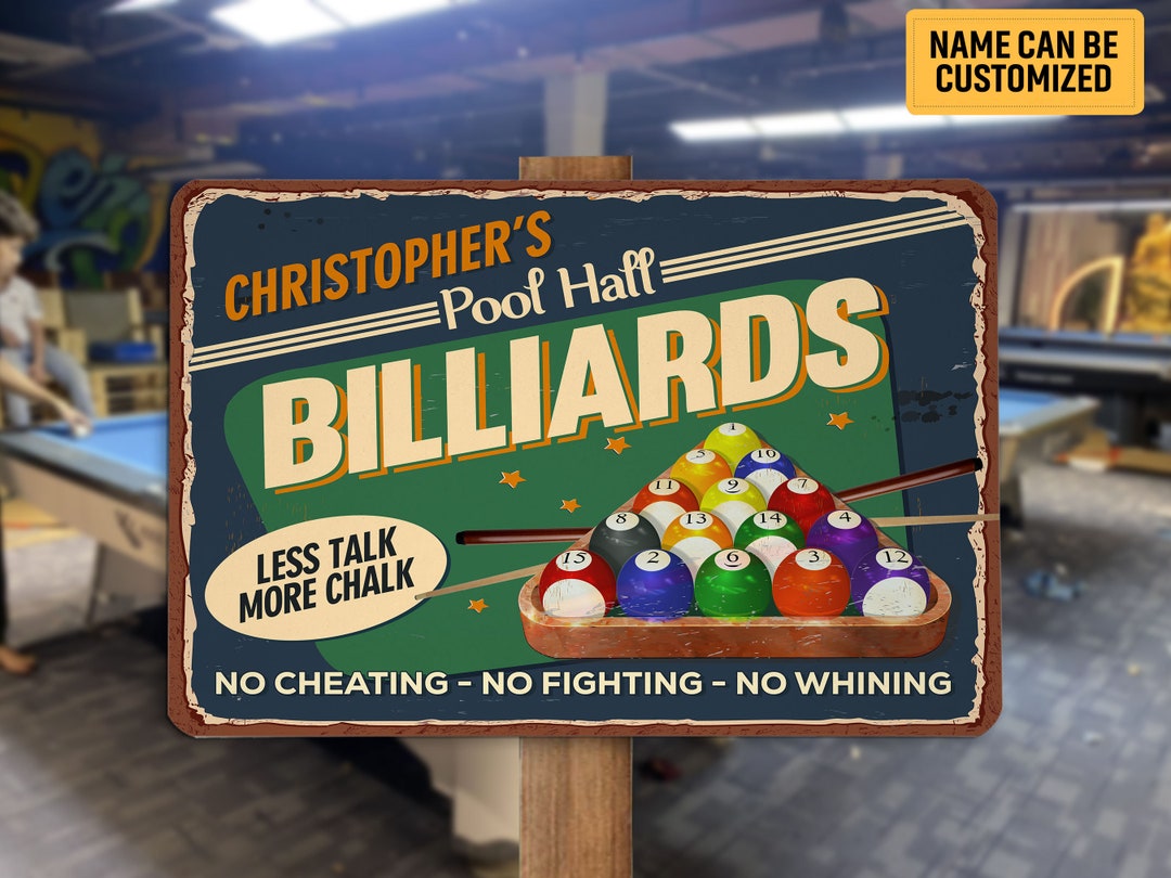 Personalized Pool Hall Billiards Metal Sign Vintage Billiards Sign ...