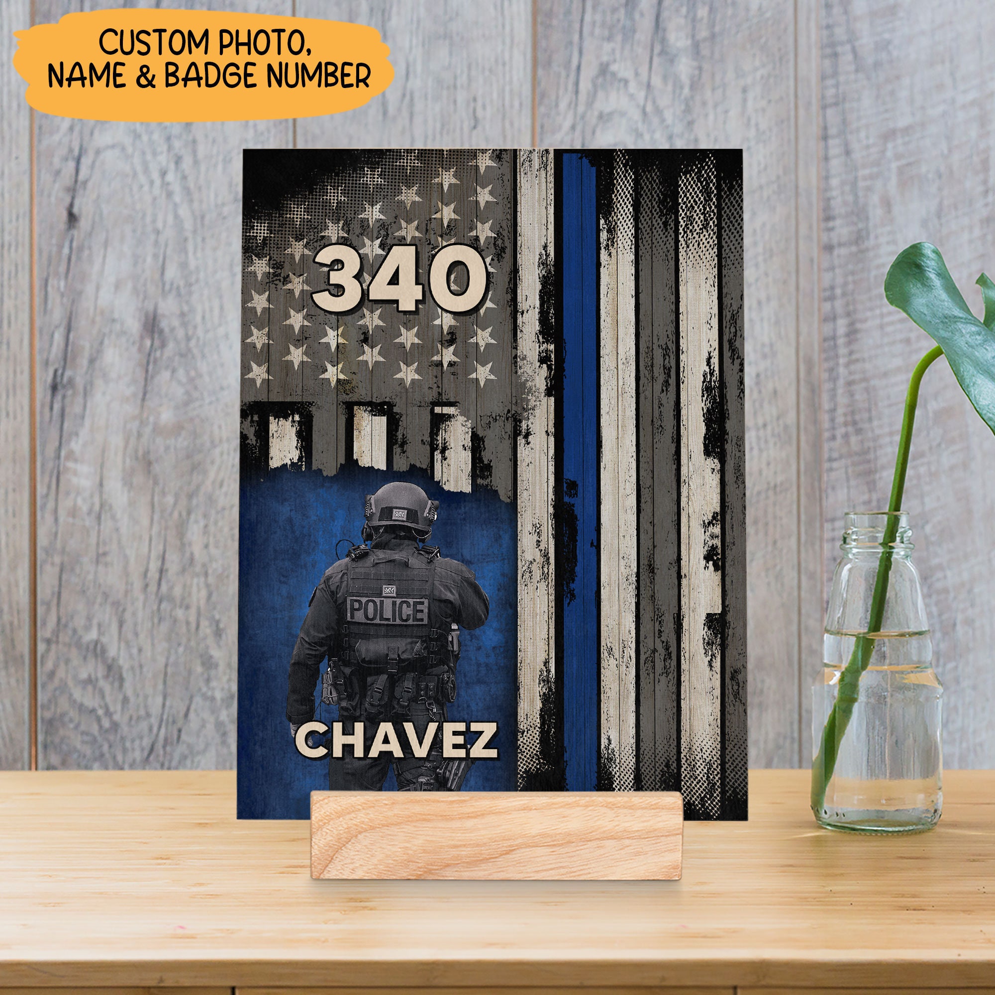 Personalized Police Officer Wood Sign Custom Photo American - Etsy