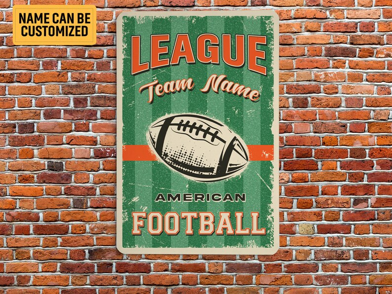 Custom Team Name League American Football Metal Sign Vintage Football ...