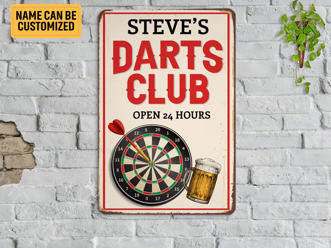 Personalized Beer Darts Club Metal Sign Custom Darts Room Sign Gift for ...