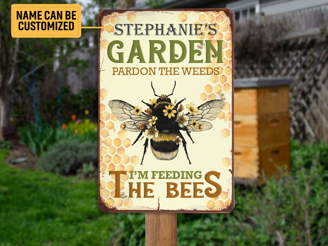 Personalized Garden Metal Sign, Bee Farm Sign, Farmhouse Plaque, Custom ...