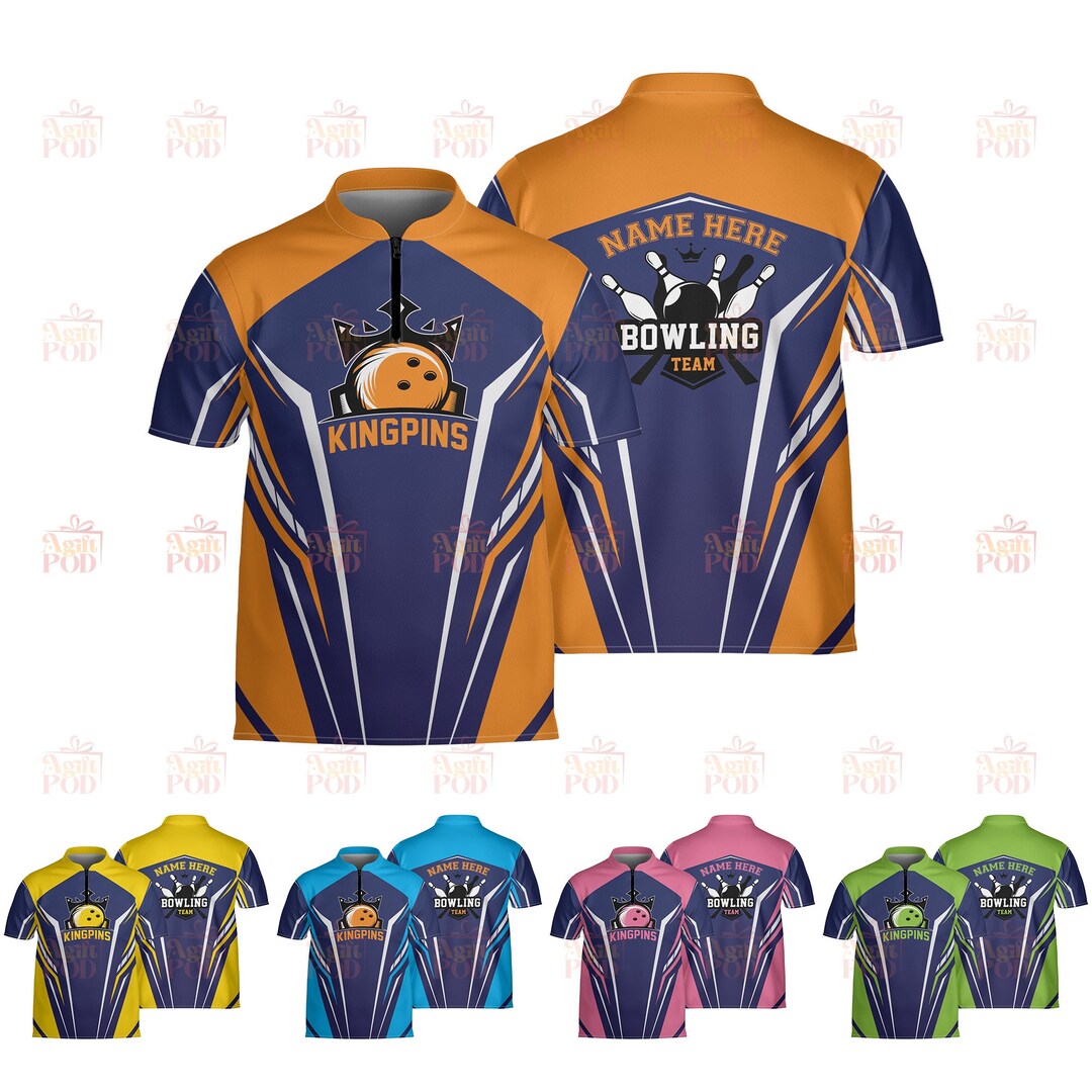 Personalized Bowling Jersey Custom Player Team Name Kingpins Bowling ...