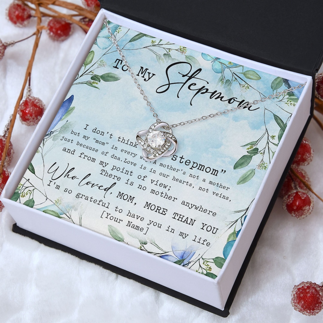 Personalized to My Stepmom Love Knot Necklace Message Card Stepmom Gift ...