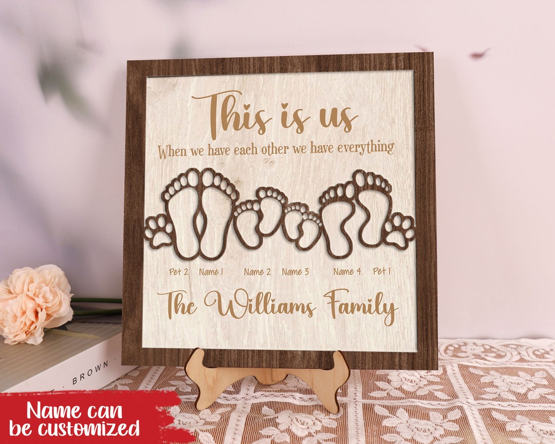 Personalized Family Wood Sign 2-layer Plaque, This is Us Sign, Family ...