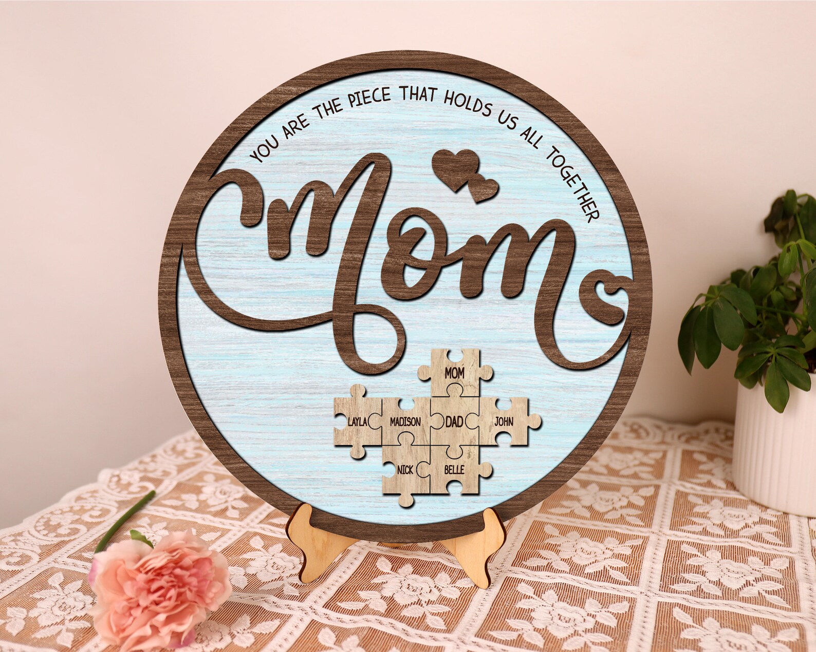 Custom Kids Name Mom Puzzle Wooden Sign Layered Wood Board - Etsy